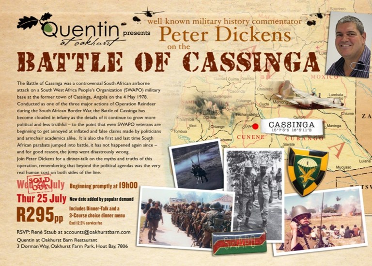 Cassinga talk sold out .. additional night now available – book now for ...